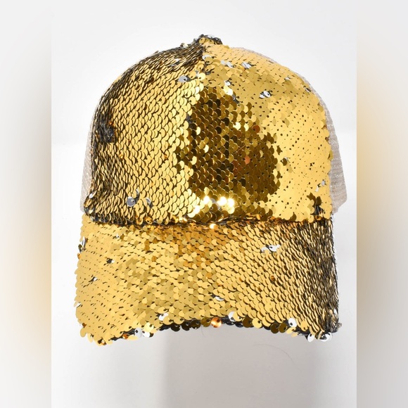 Accessories | Knox Gold Sequin Cap | Poshmark